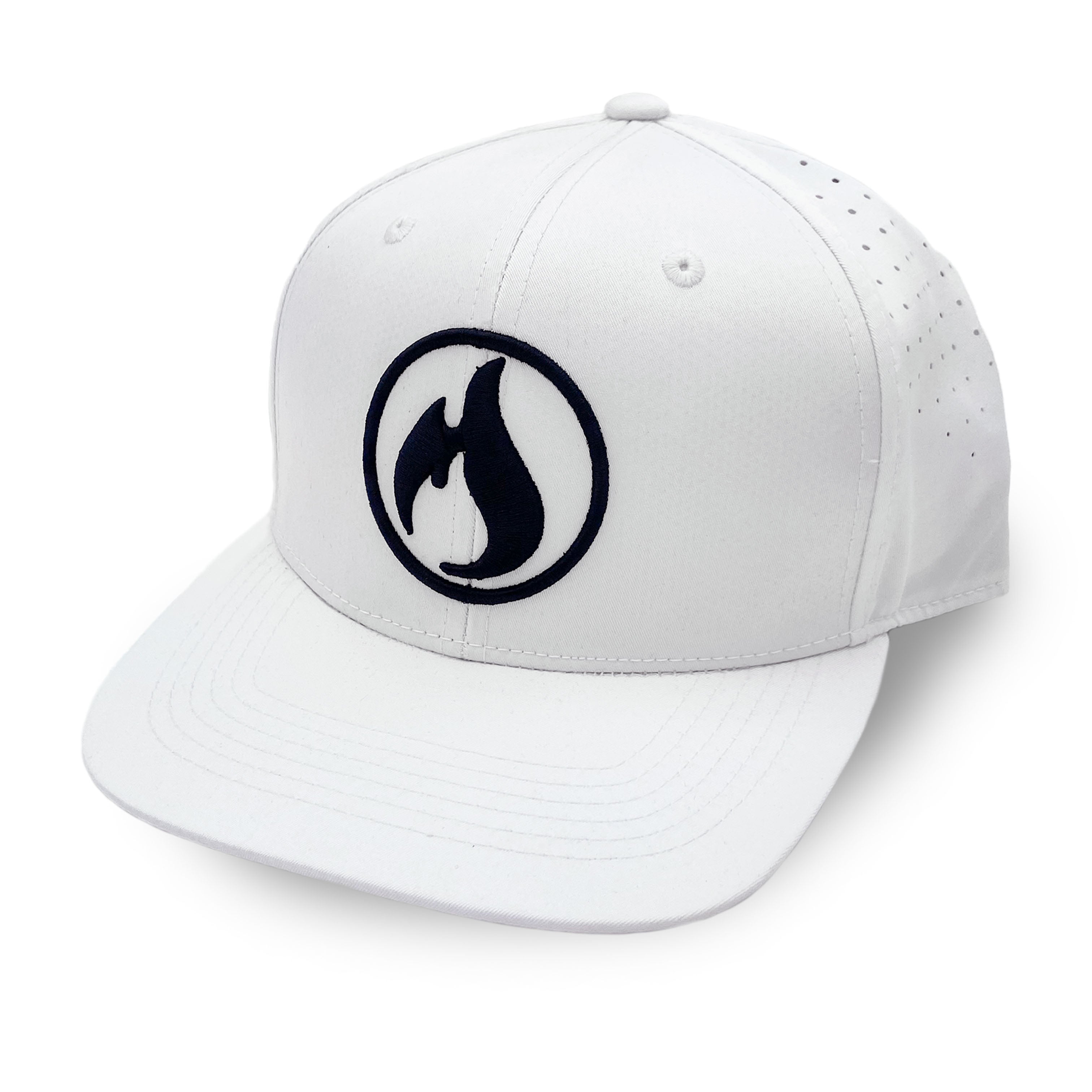 Flame Icon Laser Cut Hat - White | Fuel Clothing Company